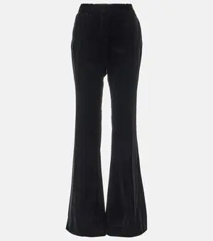 Nina Ricci Velvet Bootcut Trousers - Black