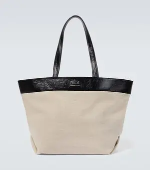 Ami Canvas Leather-trimmed Tote Bag - Beige