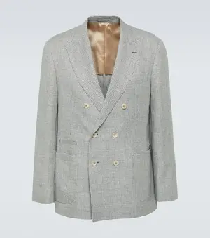 Brunello Cucinelli Houndstooth Linen Blazer