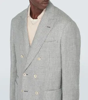 Brunello Cucinelli Houndstooth Linen Blazer