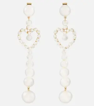 Sophie Bille Brahe Pearl Heart Drop Earrings - Multicoloured