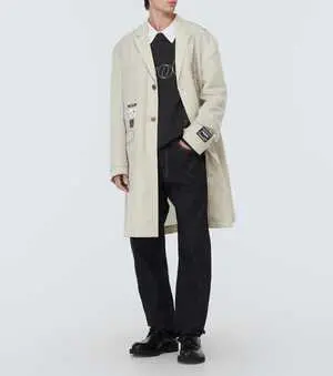 UNDERCOVERISM Appliqué Pinstripe Wool And Linen Coat