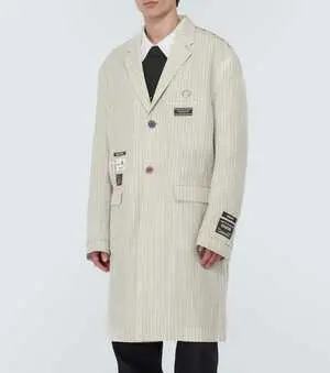 UNDERCOVERISM Appliqué Pinstripe Wool And Linen Coat