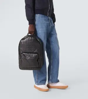 Bottega Veneta Intrecciato Leather Backpack - Black