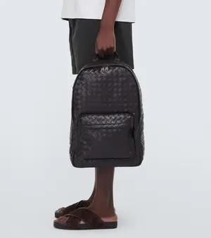 Bottega Veneta Intrecciato Leather Backpack - Brown