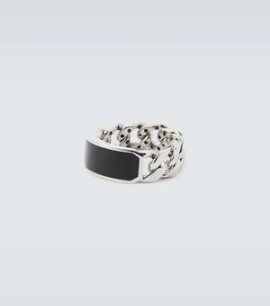 Shay Jewelry Id Link 18kt White Gold Ring With Onyx