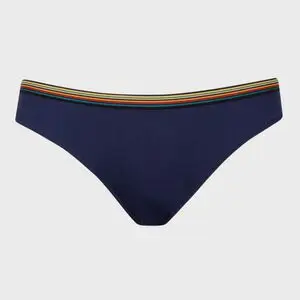 Paul Smith Signature Stripe Trim Bikini Bottom - Blue