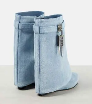 Givenchy Shark Lock Denim Ankle Boots - Blue