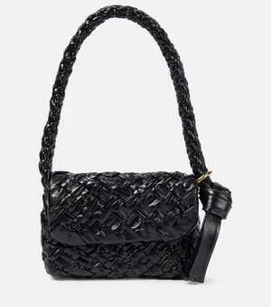 Bottega Veneta Kalimero Città Intreccio Leather Shoulder Bag - Black