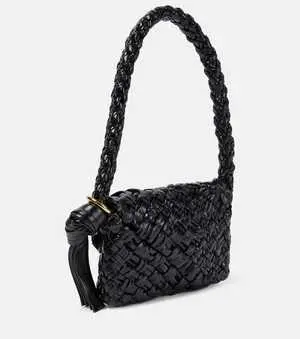 Bottega Veneta Kalimero Città Intreccio Leather Shoulder Bag - Black