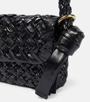 Bottega Veneta Kalimero Città Intreccio Leather Shoulder Bag - Black