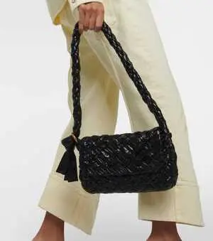 Bottega Veneta Kalimero Città Intreccio Leather Shoulder Bag - Black