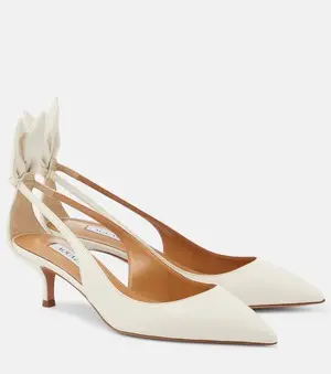 AQUAZZURA Bow Tie 50 Leather Pumps - White