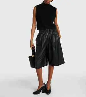 YVES SALOMON Leather Bermuda Shorts