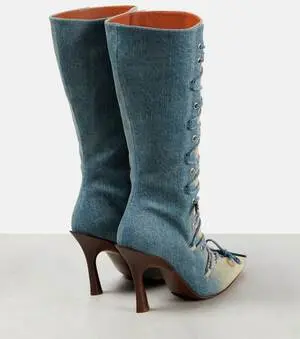 Acne Studios Bitten Denim Knee-high Boots