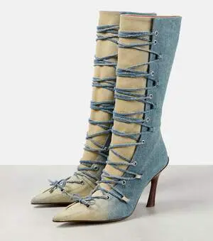 Acne Studios Bitten Denim Knee-high Boots
