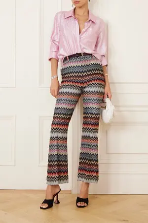 Missoni Striped Cotton-blend Crochet-knit Flared Pants - Multi