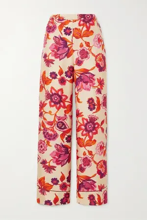 La DoubleJ Floral-print Silk-twill Pajama Pants