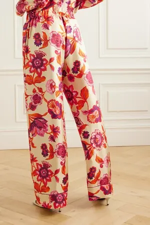 La DoubleJ Floral-print Silk-twill Pajama Pants