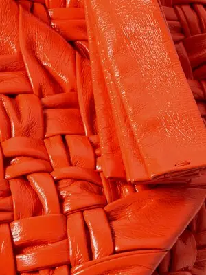 Bottega Veneta Kalimero Città Gathered Intrecciato Leather Shoulder Bag - Orange