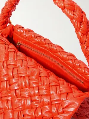 Bottega Veneta Kalimero Città Gathered Intrecciato Leather Shoulder Bag - Orange