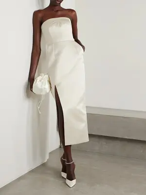 EMILIA WICKSTEAD Pola Strapless Duchesse-satin Midi Dress