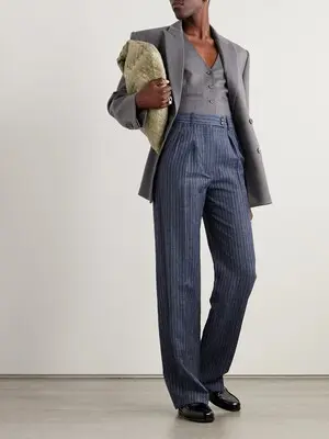 Loro Piana Pleated Pinstriped Straight-leg Pants