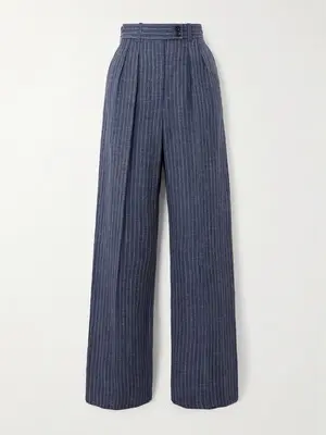 Loro Piana Pleated Pinstriped Straight-leg Pants
