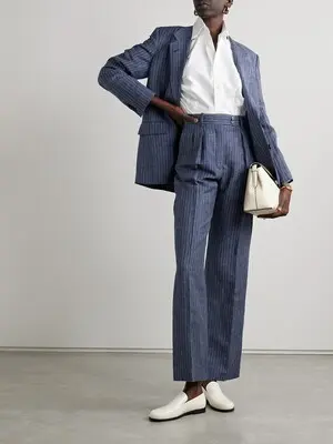Loro Piana Pleated Pinstriped Straight-leg Pants