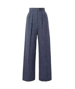 Loro Piana Pleated Pinstriped Straight-leg Pants - Blue