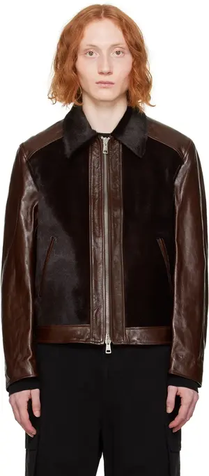 Our Legacy OUR LEGACY Brown Andalou Leather Jacket - Tuscan Brown Hair On