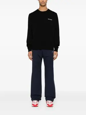 Palm Angels Logo Embroidered Cotton Jumper - Black
