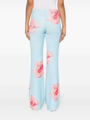 Kenzo Rose-print Flared Trousers - Blue