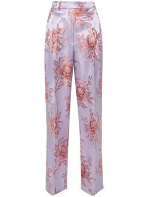Etro Floral-jacquard Satin Trousers