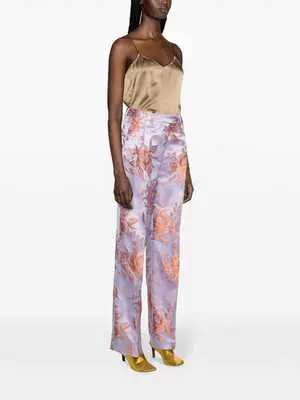 Etro Floral-jacquard Satin Trousers
