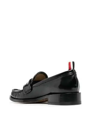 Thom Browne Spazzolato Pleated Varsity Loafers - Black