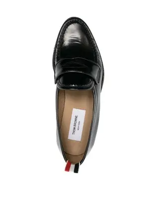 Thom Browne Spazzolato Pleated Varsity Loafers - Black