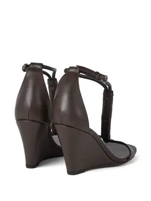 Brunello Cucinelli Wedge-heel Leather Sandals