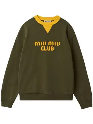 Miu Miu Tops Sweatshirt W Logo - Green | Editorialist