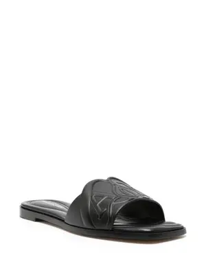 Alexander McQueen Logo-embossed Leather Sandals - Black