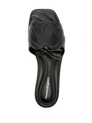 Alexander McQueen Logo-embossed Leather Sandals - Black