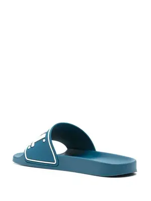 Diesel® Sa-Mayemi Logo-Embossed Slides In Blue - 22% Off