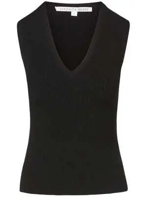 Veronica Beard Sid Ribbed-knit Tank Top - Black