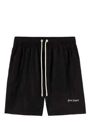 Palm Angels Logo-embroidered Swim Shorts - Black