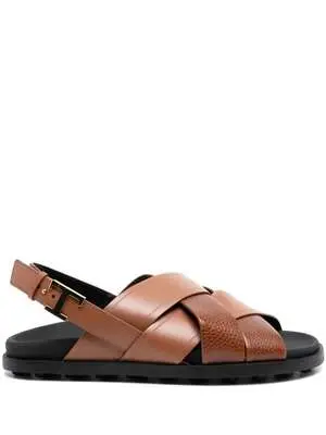 TOD'S Interwoven Leather Sandals - Brown