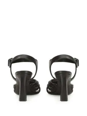 SERGIO ROSSI Akida Twist-detailed Leather Sandals - Black