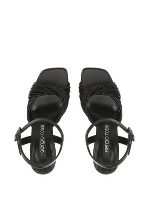 SERGIO ROSSI Akida Twist-detailed Leather Sandals - Black