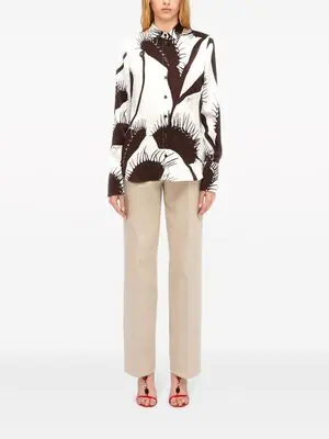 FERRAGAMO Venus-print Silk Shirt - Brown