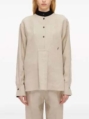 FERRAGAMO Logo-embroidered Linen Shirt
