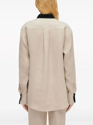 FERRAGAMO Logo-embroidered Linen Shirt